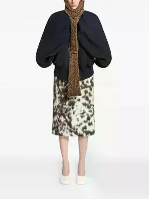 Dries Van Noten Cowhide Print Midi Skirt