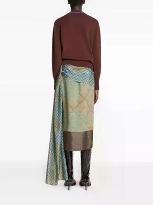 Dries Van Noten Draped Geometric Silk Skirt