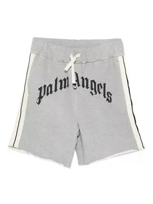 Palm Angels Logo-print Side-stripe Shorts - Grey