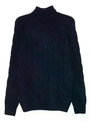 FAY Cable-knit Turtleneck Sweater - Blue