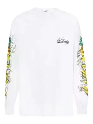 MSGM Long-sleeve Fruit-print T-shirt