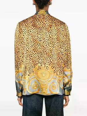 Versace Cheetah Foulard Silk Lavallière Shirt
