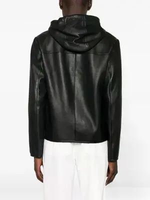 Emporio Armani Leather Zip-front Hooded Jacket
