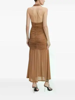 Bardot Halter Neck Ruched Dress