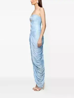 ANA RADU Cut-out Draped Midi Dress - Blue