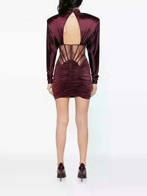 NISSA Lace Panel Mini Dress - Red