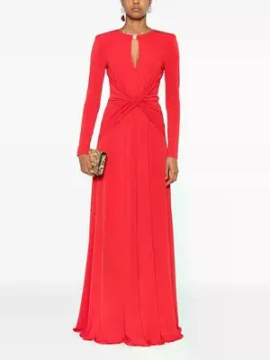 NISSA Keyhole-neck Maxi Dress - Red