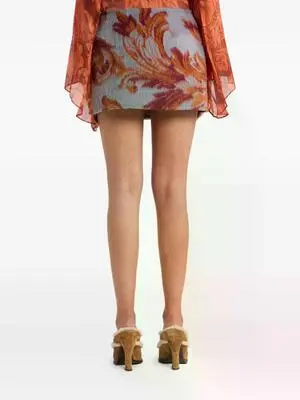Etro Leaf Print Belted Mini Skirt