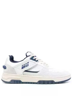 MSGM Colour-block Panelled Leather Sneakers - White