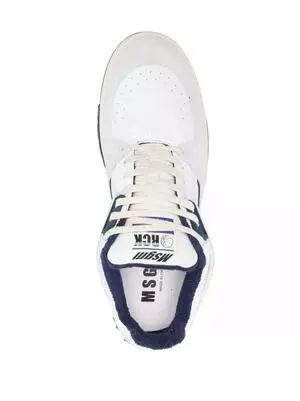 MSGM Colour-block Panelled Leather Sneakers - White