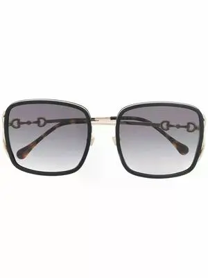 Gucci Horsebit Square-frame Sunglasses - Black