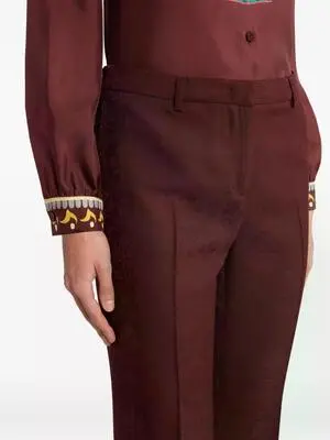Etro Paisley-jacquard Wool Trousers - Red