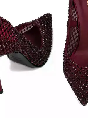 LE SILLA 100mm Gilda Crystal-embellished Mesh Pumps - Red