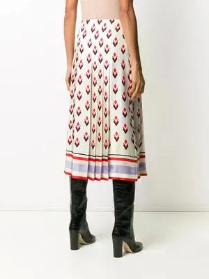Valentino Garavani Pleated Graphic-print Skirt