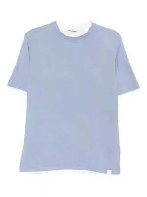 PAOLO PECORA Double-layered Cotton T-shirt - Blue