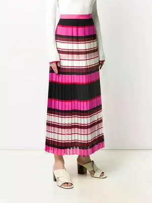 Valentino Garavani Striped Pleated Silk Skirt
