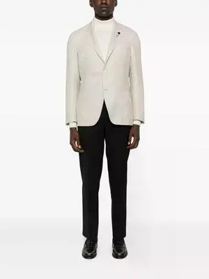 LARDINI Patch Pocket Two Button Jacket - Neutrals