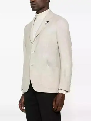 LARDINI Patch Pocket Two Button Jacket - Neutrals