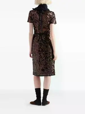 Prada Sequin-embellished Short-sleeve Top - Brown