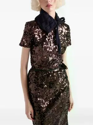 Prada Sequin-embellished Short-sleeve Top - Brown