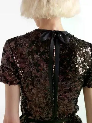 Prada Sequin-embellished Short-sleeve Top - Brown