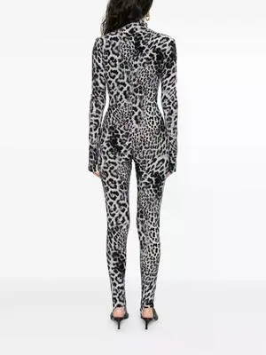Norma Kamali Leopard-print Turtleneck Jumpsuit