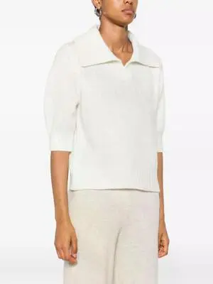 LISA YANG Wide-collar V-neck Jumper - Neutrals
