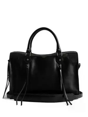 Zadig&Voltaire Leather Tote Bag With Tassel Detail - Black