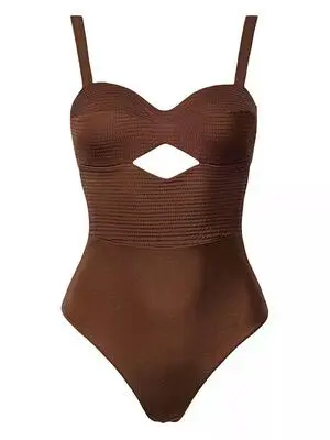 SOFIA ERHAN Cut-out Textured One-piece Swimsuit - Brown
