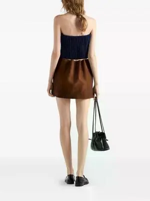 Prada Elasticated-waistband Suede Mini Skirt - Brown
