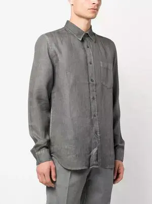 120% Lino Button-up Linen Shirt - Grey