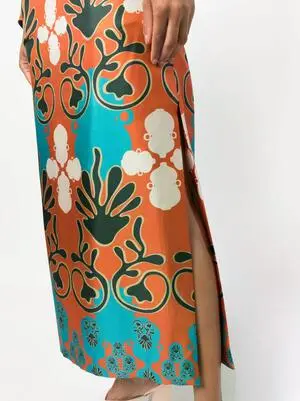 PAULA Patterned Jacquard Midi Dress - Blue