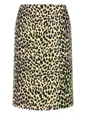 Aspesi Leopard Print Midi A-line Skirt