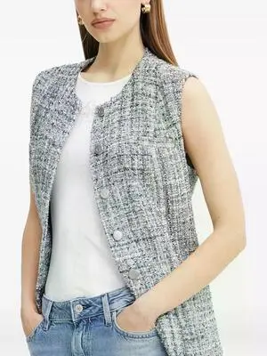 Guess Tweed Sleeveless Waistcoat - Grey