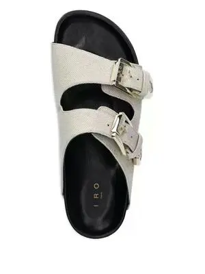 IRO PARIS Billie Double-buckle Slides - Neutrals