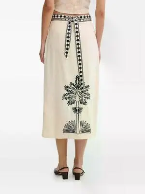 HOSS INTROPIA Embroidered Palm Tree Midi Skirt