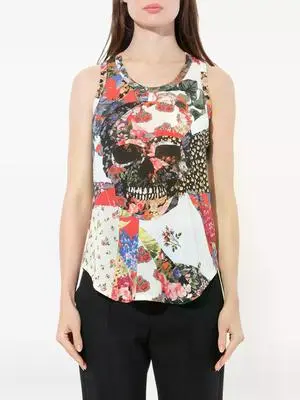 Alexander McQueen Floral Skull T-shirt - Neutrals