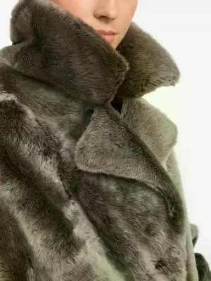 YVES SALOMON Double-breasted Patchwork Shearling Coat