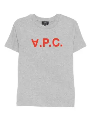A.p.c. Logo Print Cotton T-shirt - Grey