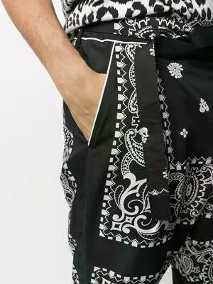 Sacai Paisley-print Belted Trousers