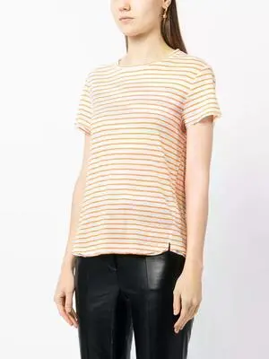 FRAME Striped Organic-linen T-shirt