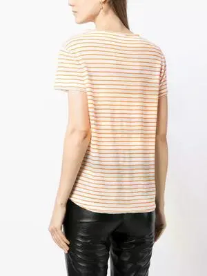 FRAME Striped Organic-linen T-shirt