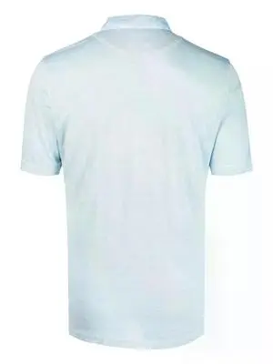 120% Lino Short-sleeve Linen Polo Shirt - Blue
