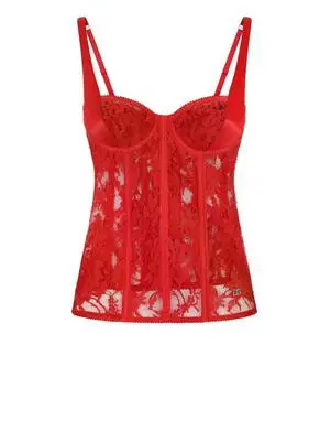 Dolce & Gabbana Lace-detail Corset Top - Red