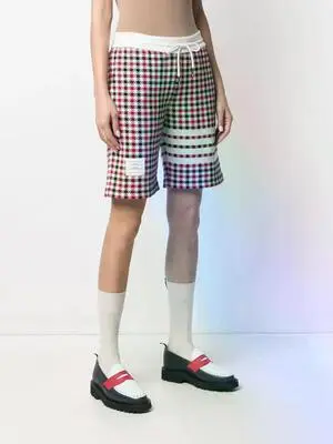 Thom Browne Check-pattern Shorts With Logo Patch