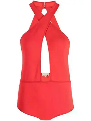 Elie Saab Halter Keyhole Bodysuit - Red