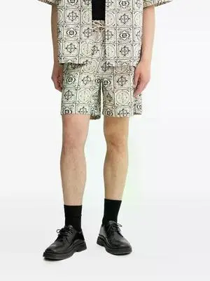 LES DEUX Embroidered-print Shorts - Neutrals