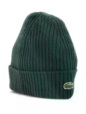 Lacoste Logo-patch Ribbed Beanie - Green