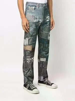 DOUBLET Patchwork Straight Leg Denim Jeans