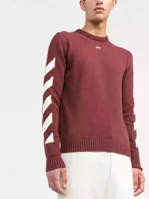 Off-White Arrow-knit Crew Neck Jumper - Red